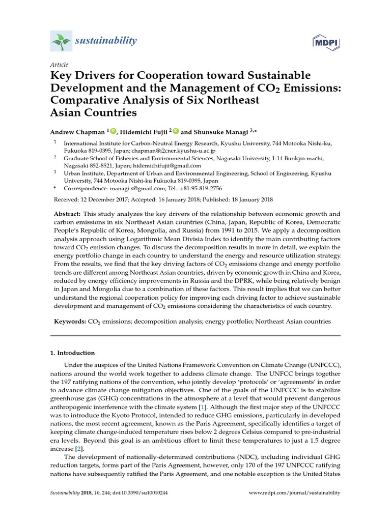 Key Drivers For Cooperation Toward Sustainable Development and The ...