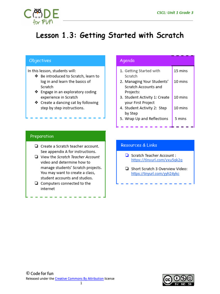 Lesson 1.3 (Getting Started With Scratch) | PDF | Scratch (Programming Language) | Software