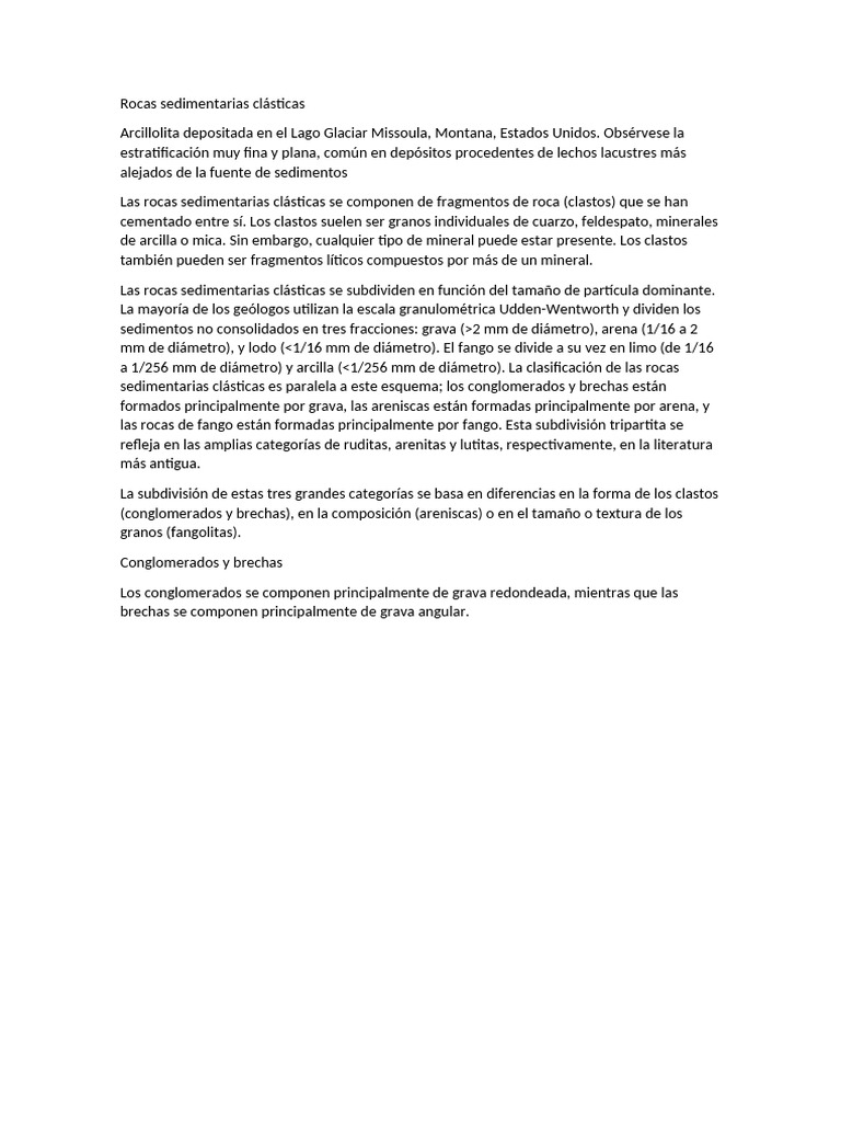 Rocas Sedimentarias Clásticas | PDF