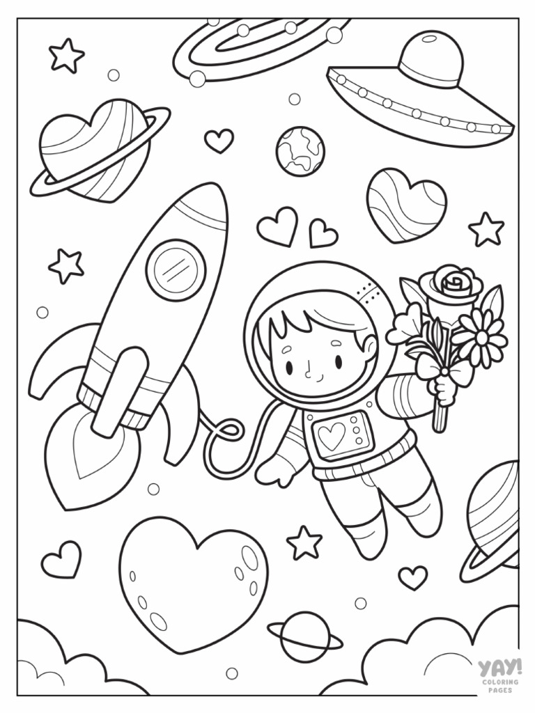 Valentines Day Coloring Pages Astronaut Valentine | PDF