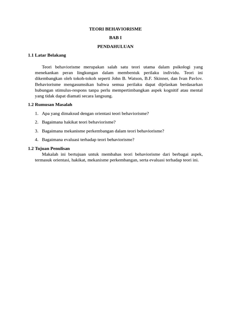 Teori Behaviorisme | PDF
