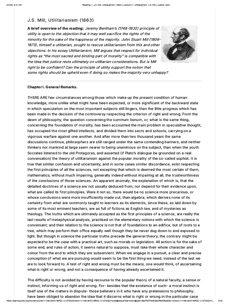 Reading 1_ J.S. Mill, Utilitarianism (1863) _ Lecture 4 - Utilitarianism_ J.S. Mill _ Justice ...