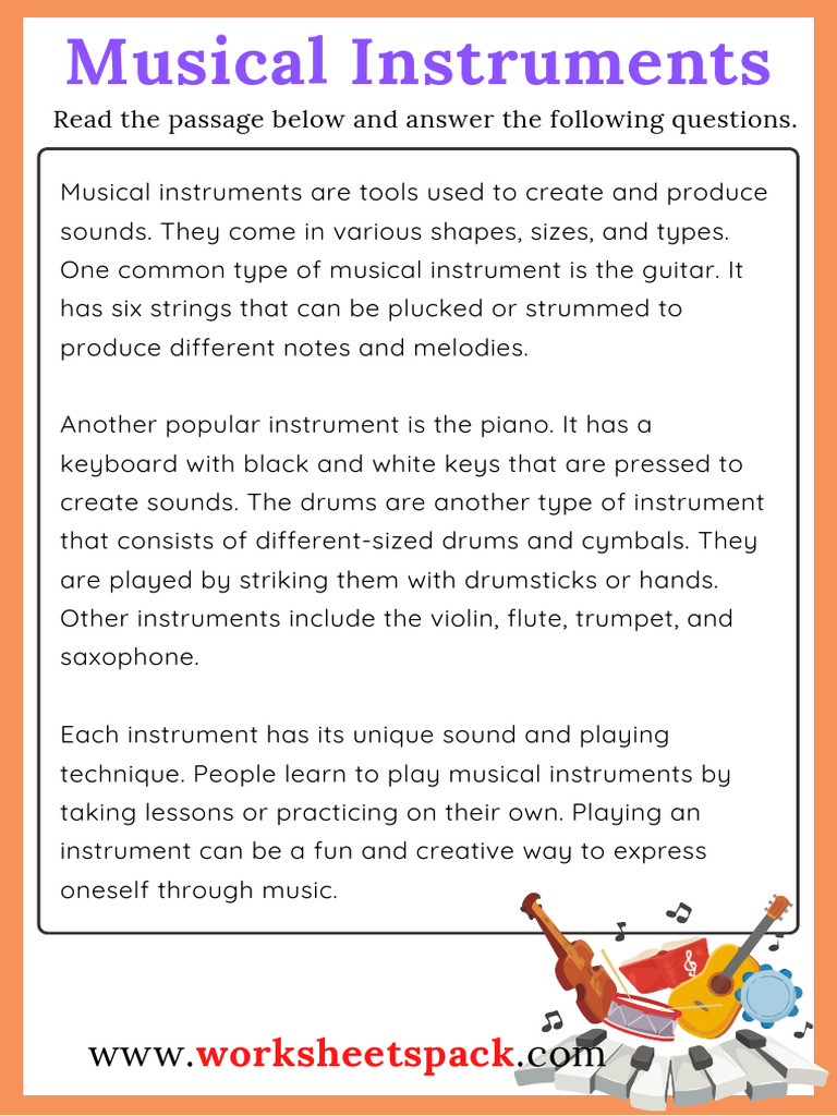 Musical Instruments Reading Comprehension Passages | PDF