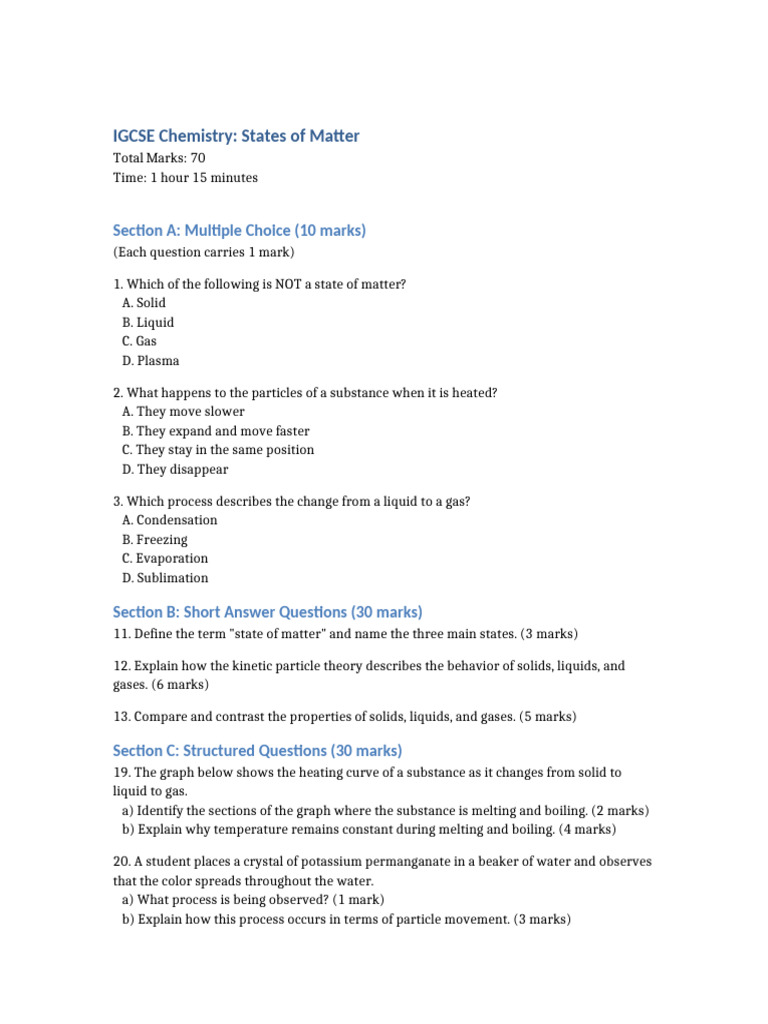 IGCSE_Chemistry_States_of_Matter | PDF