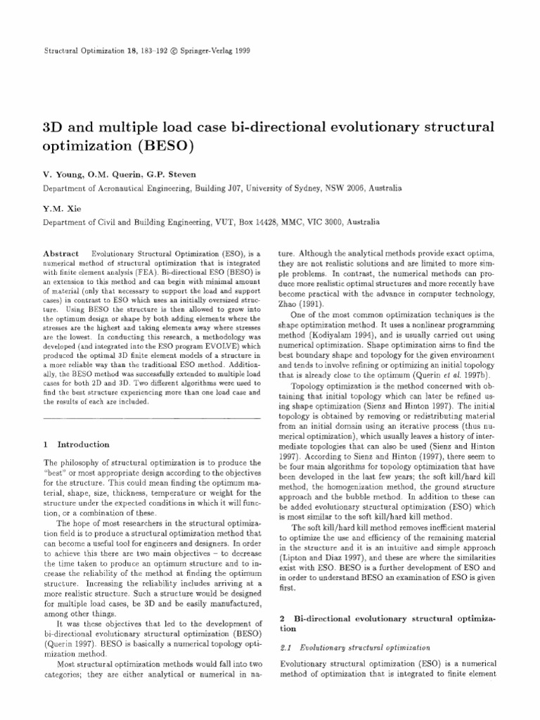 YoungEtal06 3DAndMultiLoadsESO | PDF | Mathematical Optimization | Finite Element Method