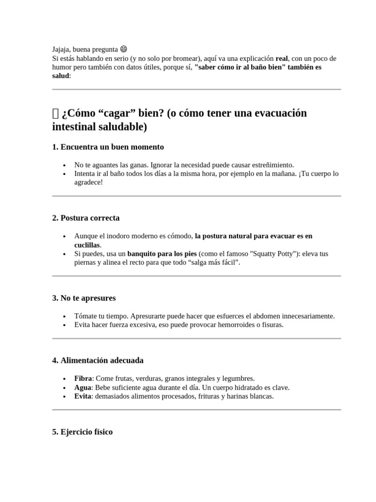 Cómo evacuar saludablemente | PDF