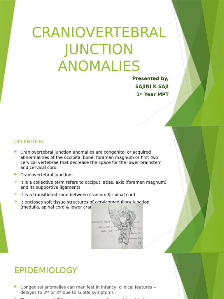 Craniovertebral Junction Anomalies | PDF | Vertebral Column | Nervous System