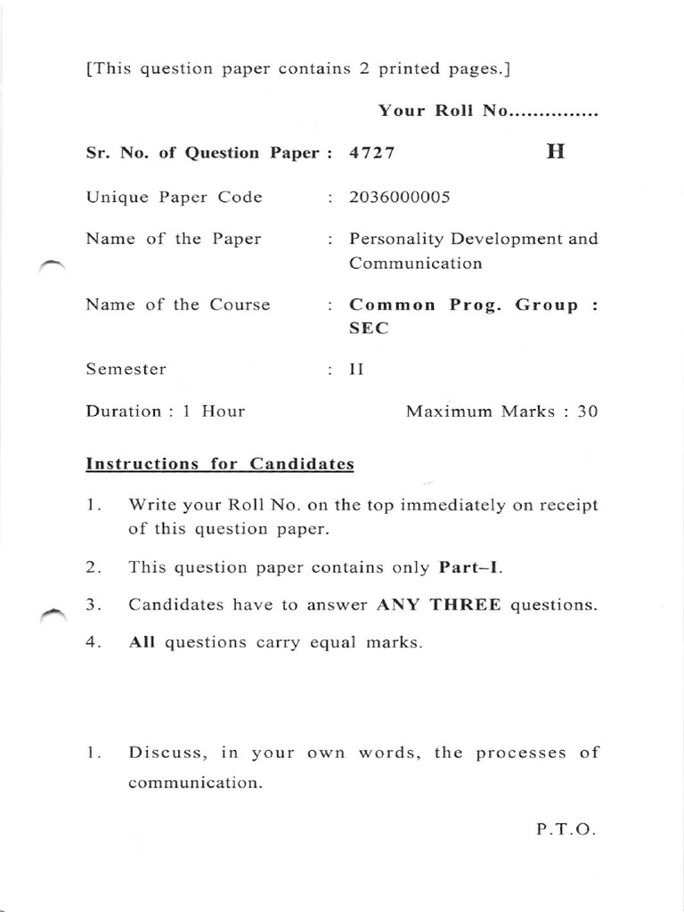 SEC - Personality Development and Communic 5dozjfs | PDF
