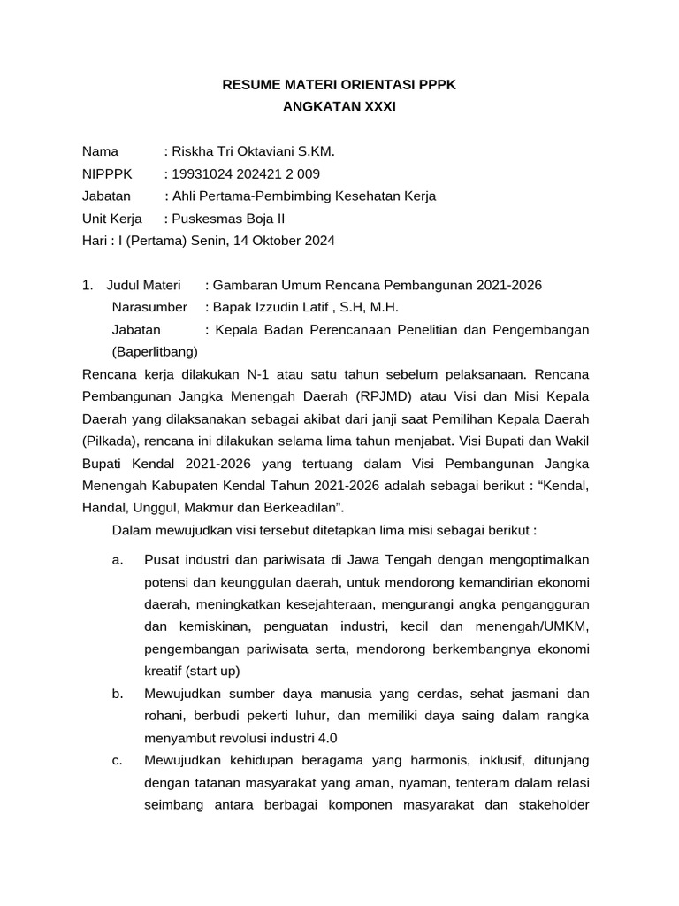 Resume Orientasi PPPK 2024 | PDF