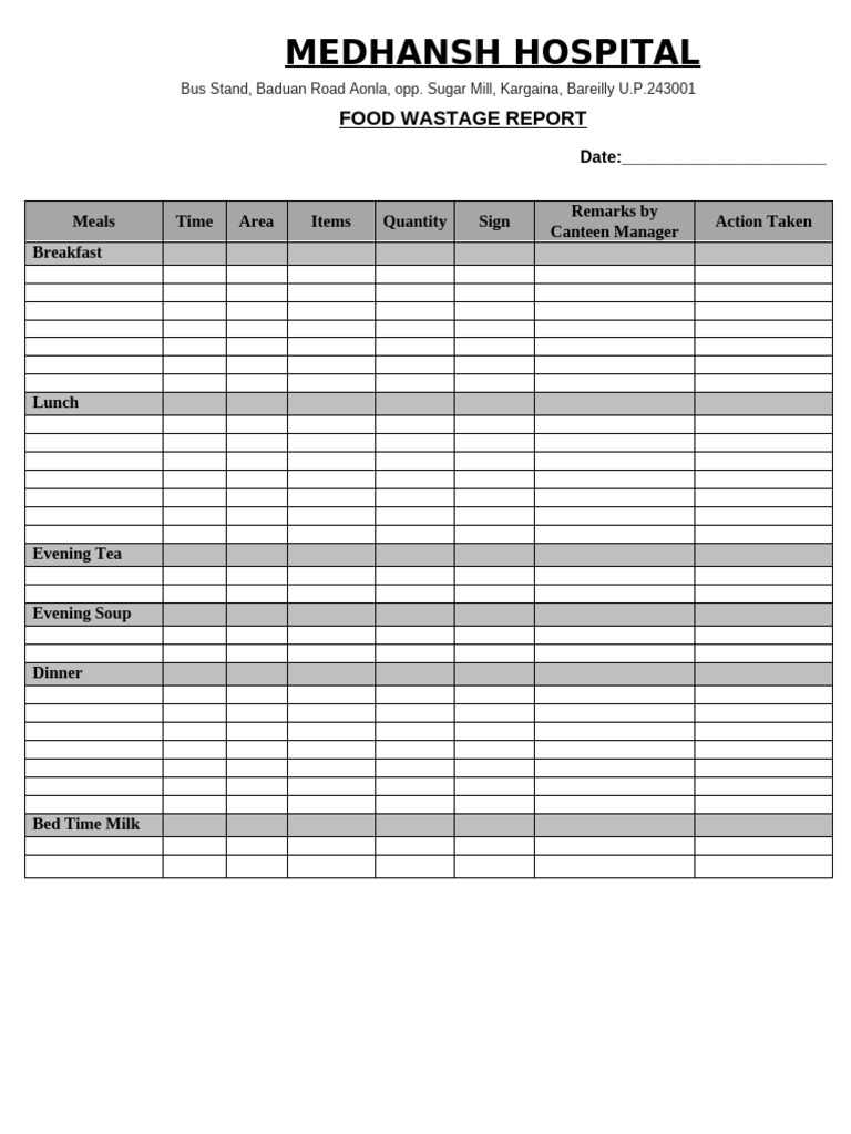 Food Wastage Report | PDF