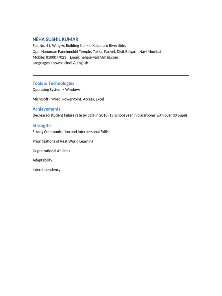 Modern CV Neha | PDF