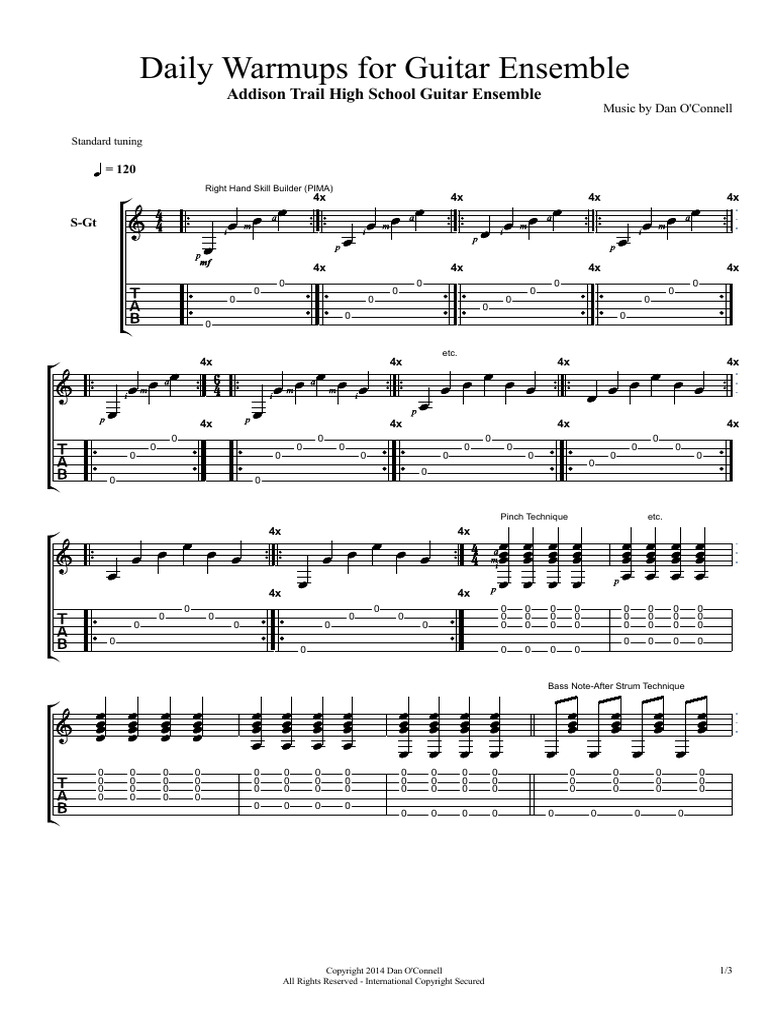Daily Warmups For Guitar Ensemble | PDF | Music Technology | Guitars
