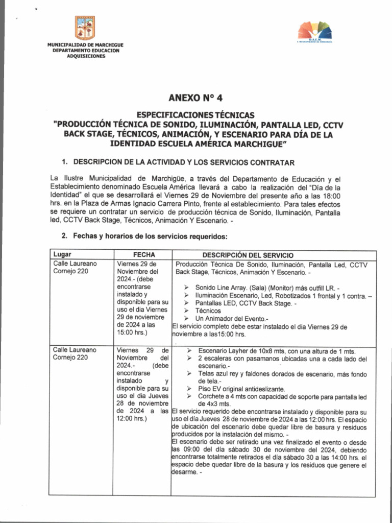 Anexo N°4 Especificaciones Tecnicas | PDF