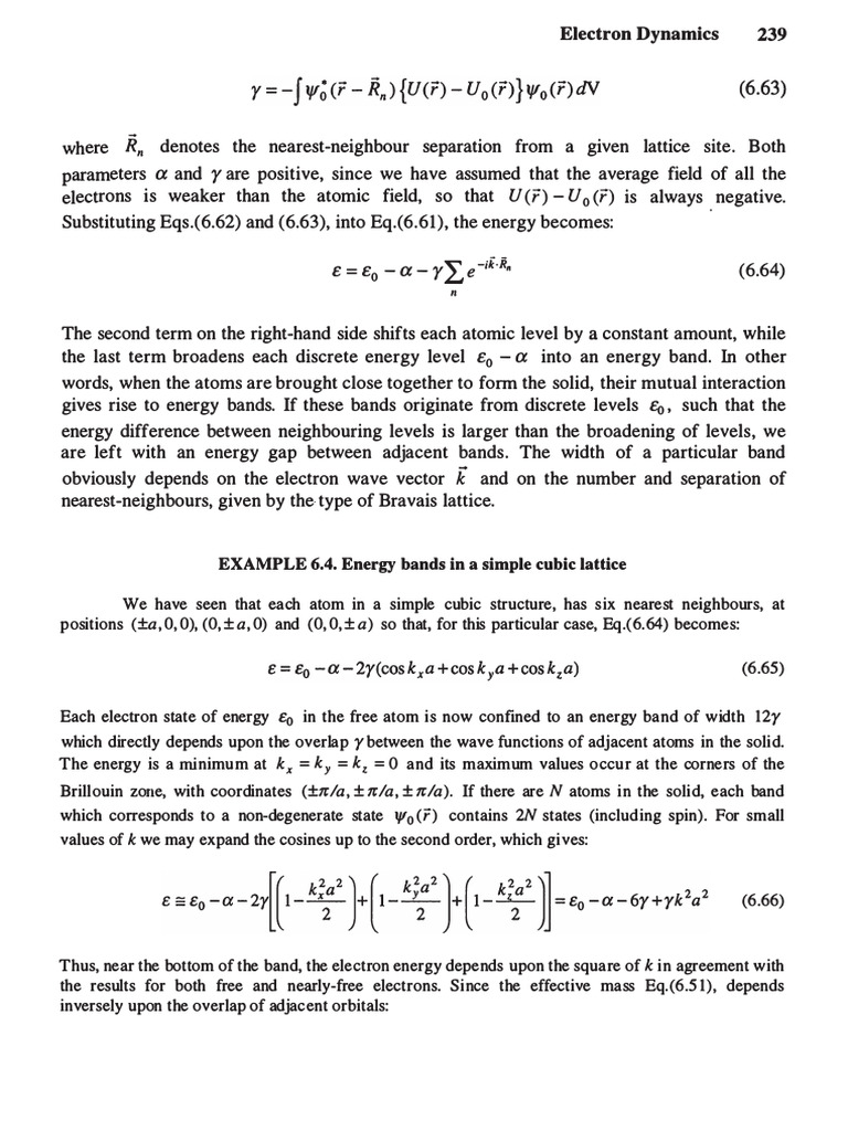 Band Structure of Simple Cubic Lattice | PDF