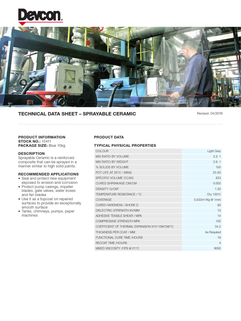 Sprayable Ceramic Technical Data Sheet | PDF | Chemical Substances ...