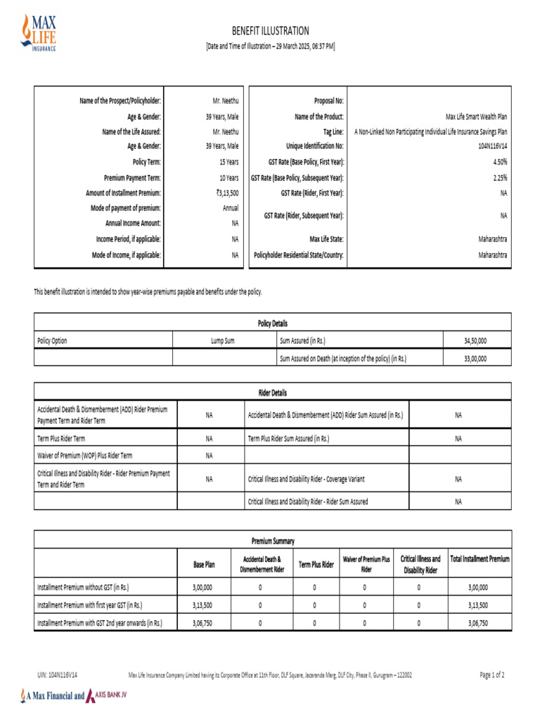 Max Life Smart Wealth Plan Overview | PDF | Insurance | Private Sector