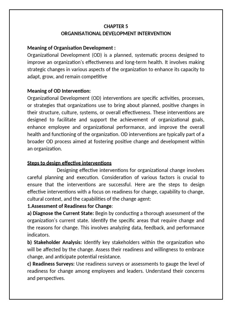 Chap 5 Od Interventions | PDF | Organization Development | Team Building