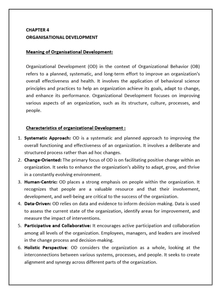 Chap 4 Organisational Development | PDF | Organization Development | Evaluation