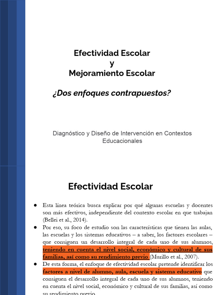 Enfoques Educativos de Efectividad y Mejoramiento Escolar 2023 | PDF | Aprendizaje | Escuelas