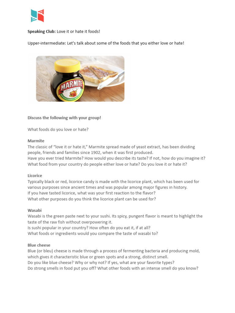 Love It or Hate It Foods Discussion | PDF