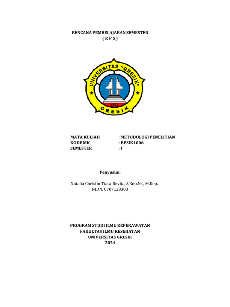 Rps Metodologi Penelitian b18 | PDF