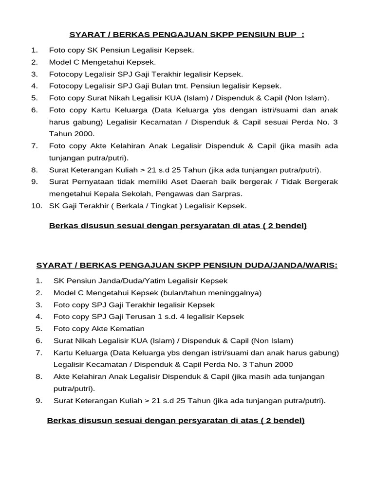 Syarat Pengajuan SKPP Pensiun Lengkap | PDF