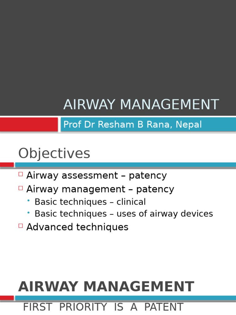 1 Airway Breathing Management | PDF | Anesthesia | Intensive Care Medicine