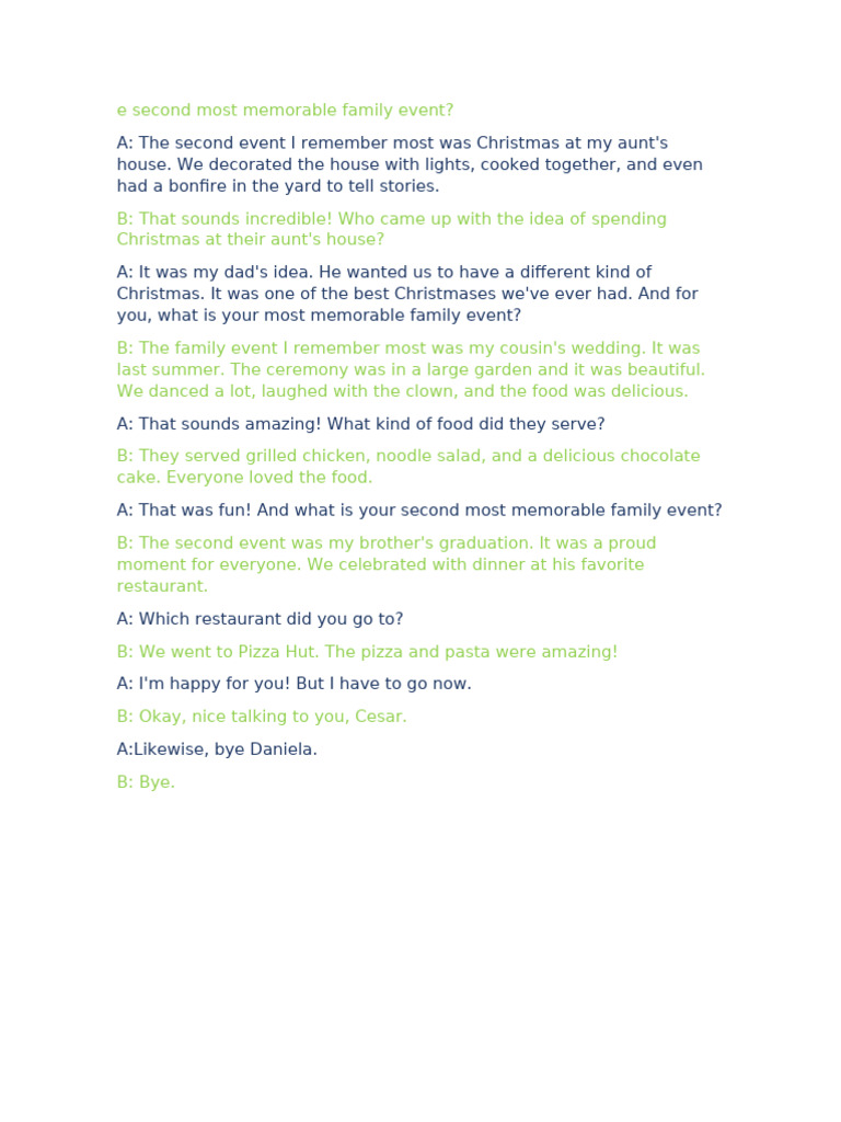 Dialogo 1 - Ingles III | PDF