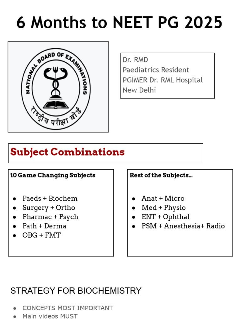 NEET PG 2025: 6-Month Study Plan | PDF | Clinical Medicine | Medical ...