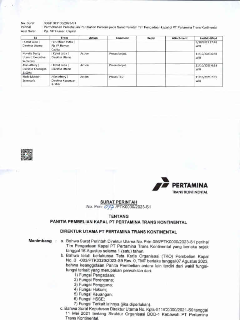 2. Sprin-No.077-PTK0000-2023-S1-Tim-Pembelian-Kapal-di-PTK-0001 | PDF