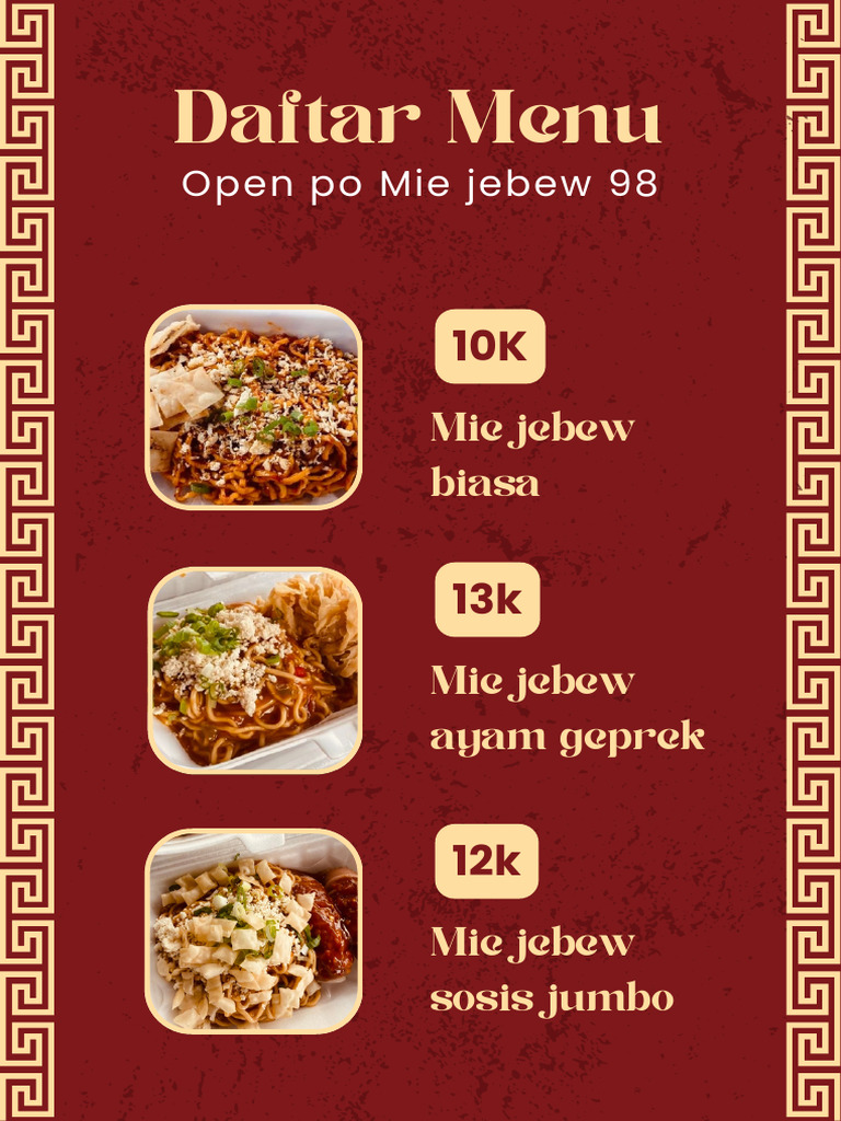 Merah Dan Krem Vintage Daftar Menu PDF | PDF