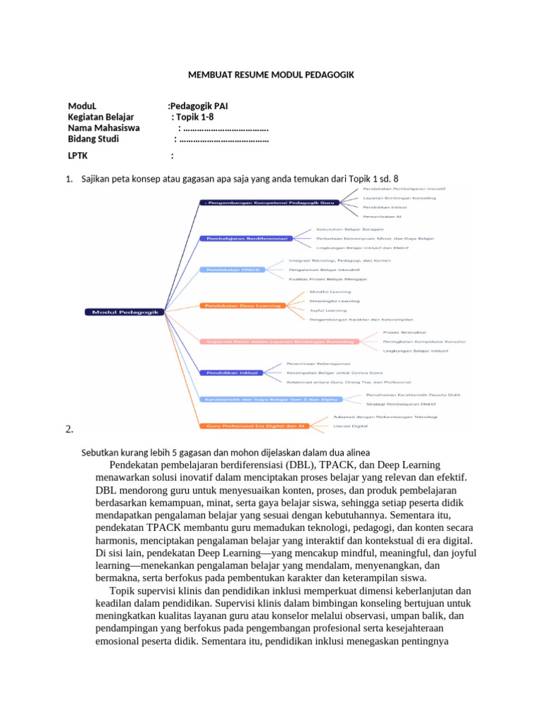 Contoh 5 Tugas Mandiri Modul Pedagogik | PDF