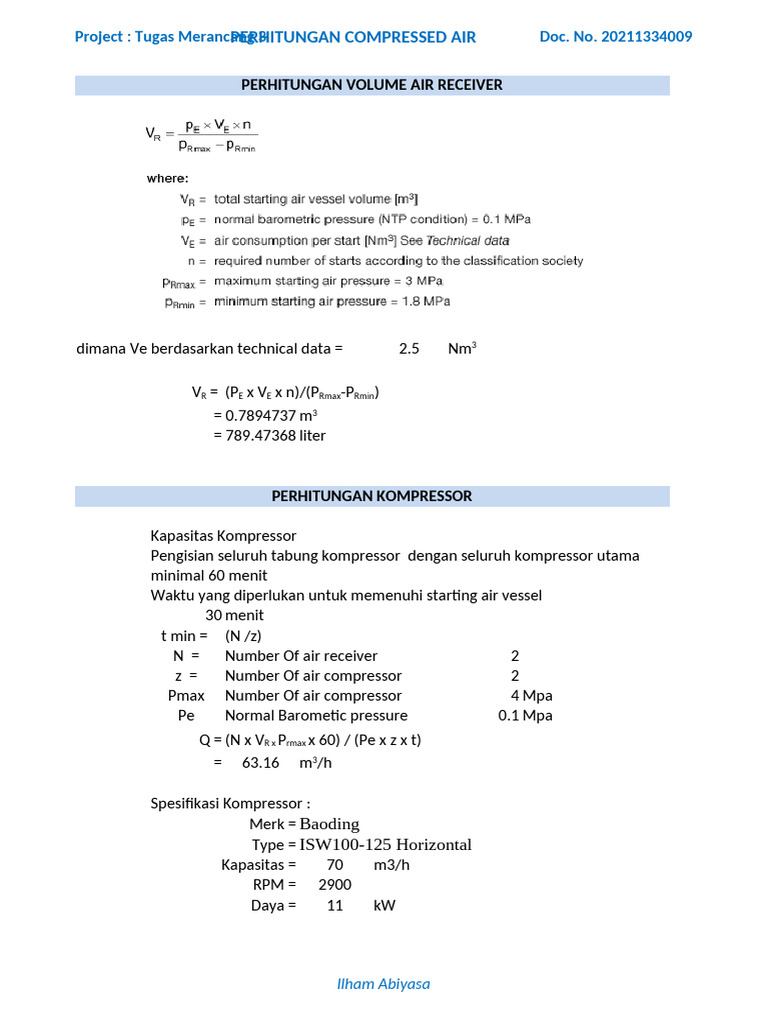 Compressed Air System Design Calculations | PDF