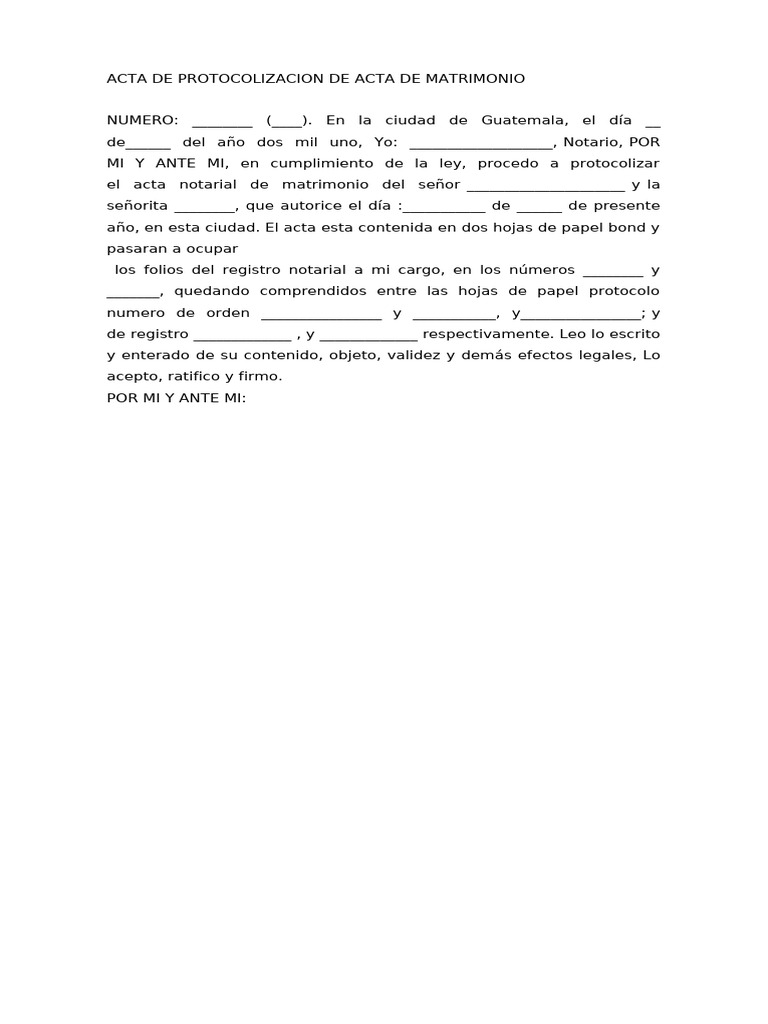 Protocolizacion de Acta de Matrimonio-1 | PDF | Matrimonio