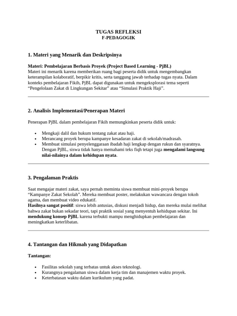 Tugas Refleksi Fikih Pedagogik | PDF