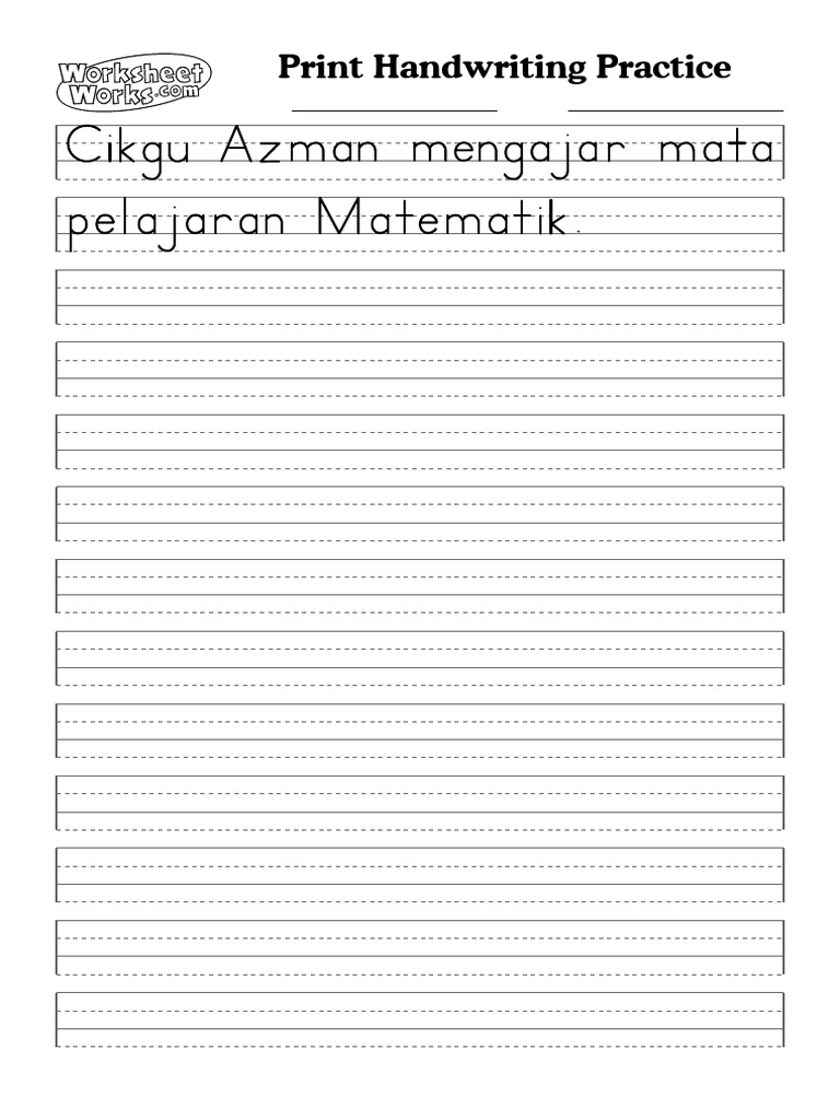 WorksheetWorks Print Handwriting Practice 1 | PDF