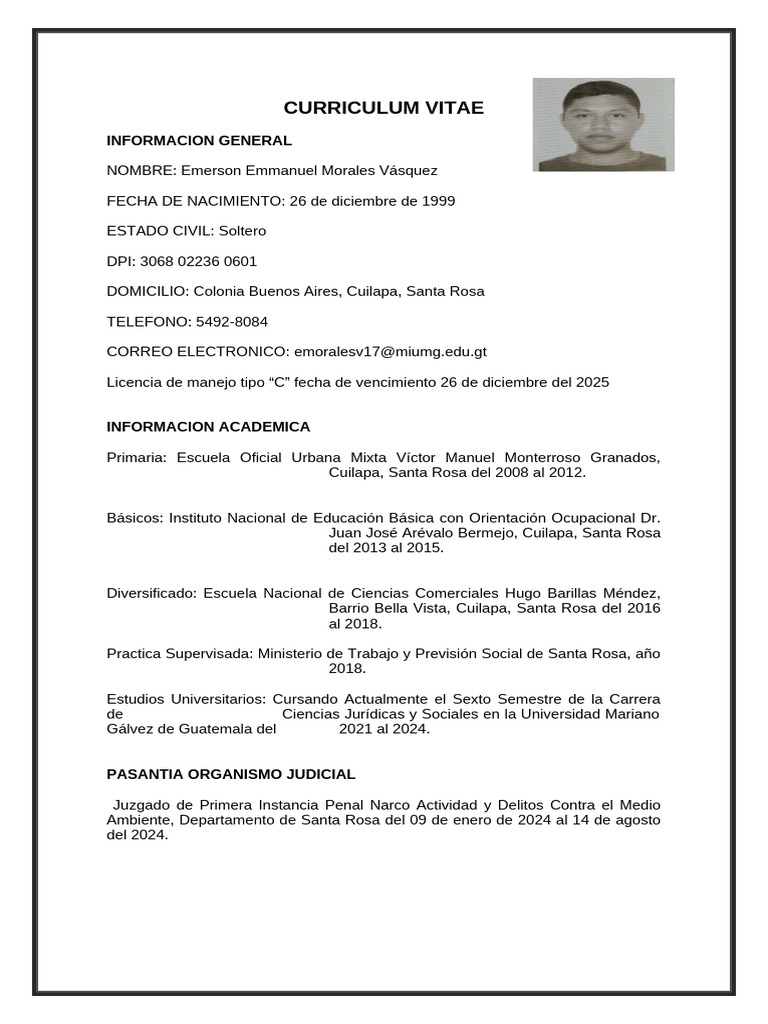 Curriculum Vitae de Emerson Morales | PDF