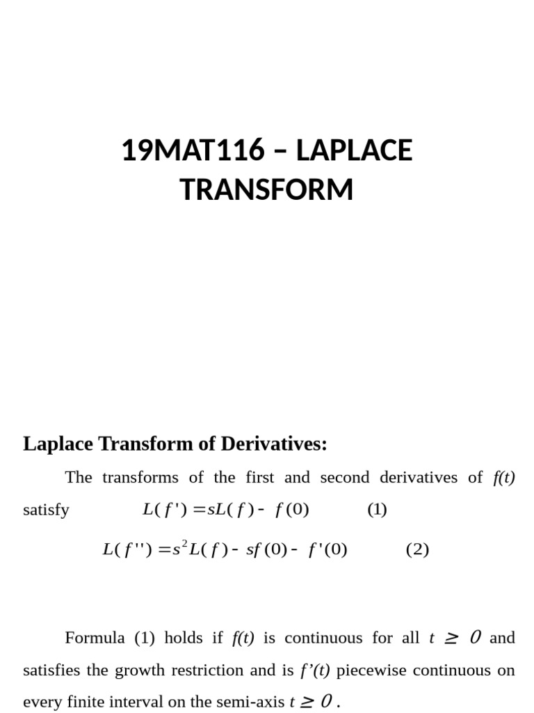 Laplace Transform of Derivatives | PDF | Calculus | Mathematical Logic