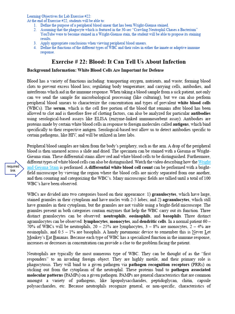 Exercise 22 Blood It Can Tell Us About Infection | PDF | White Blood ...