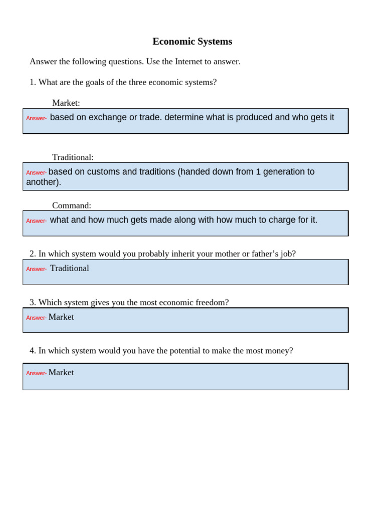 Economic Systems Activity | PDF | Venezuela | South America