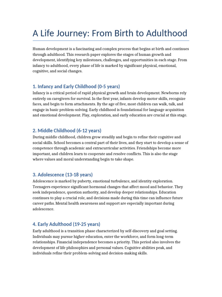 Human Development Journey | PDF | Developmental Psychology | Adolescence