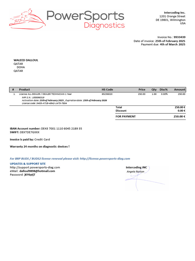Invoice for License Renewal 2025 | PDF | Payments | Banking Technology