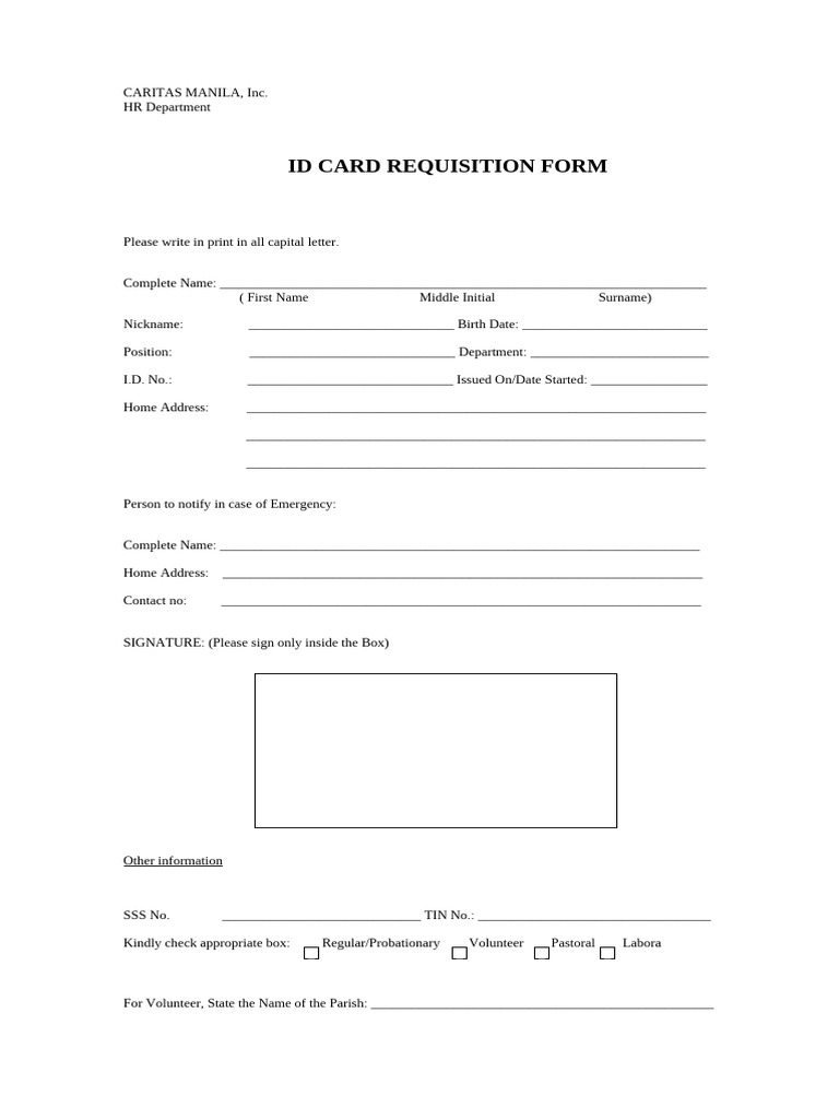 ID Card Requisition Form | PDF