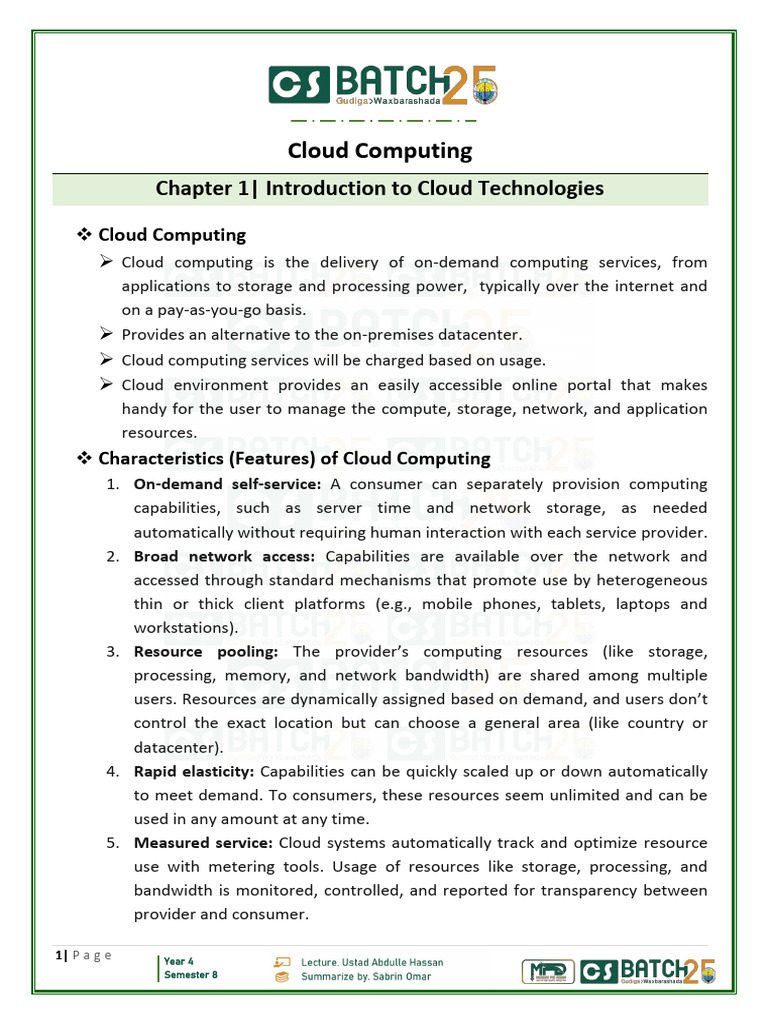 Cloud Computing Ch1 | PDF | Cloud Computing | Software As A Service