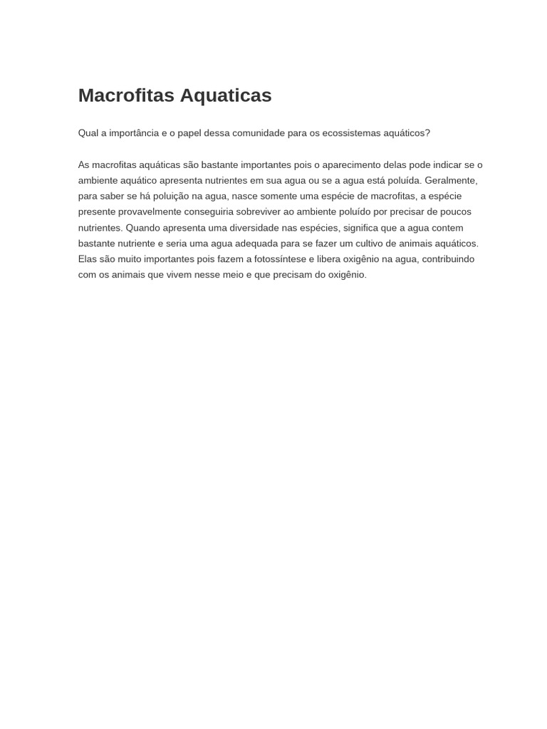 Atv Macrofitas Aquaticas - Feita | PDF