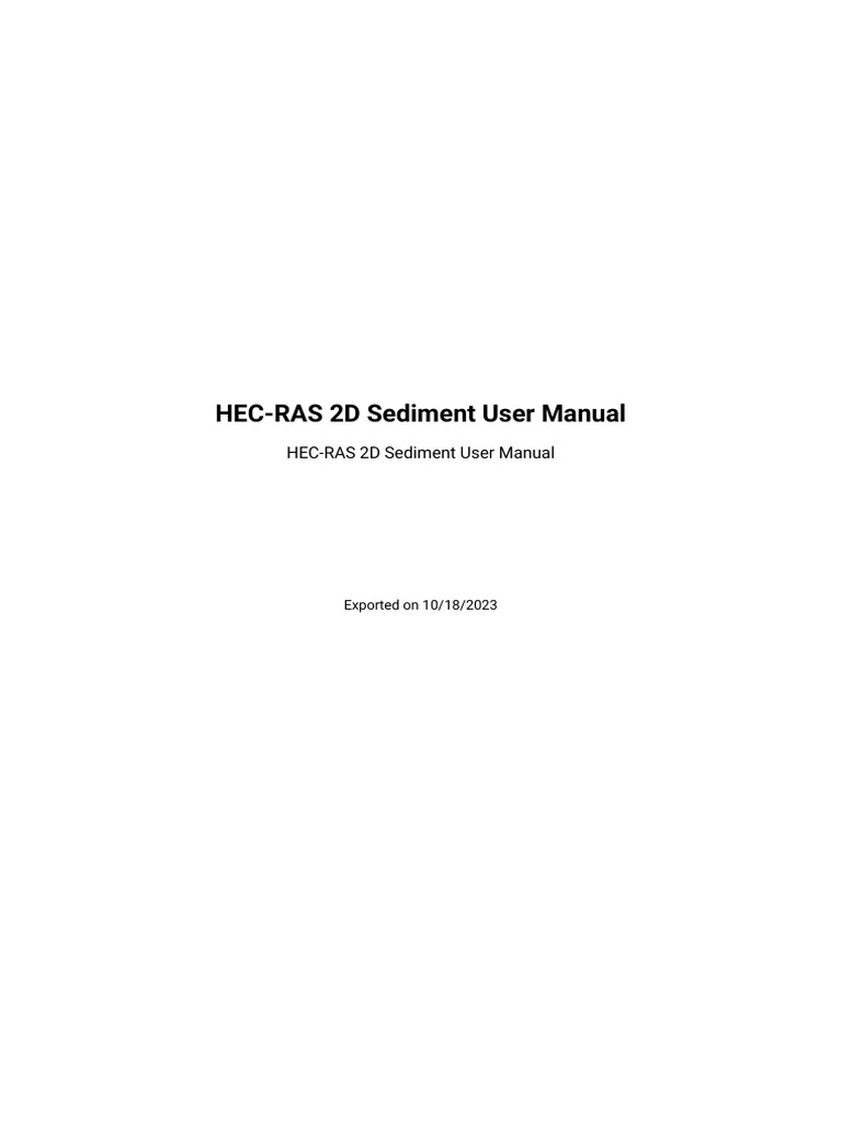 HEC-RAS 2D Sediment User Manual | PDF | Indemnity | Sediment