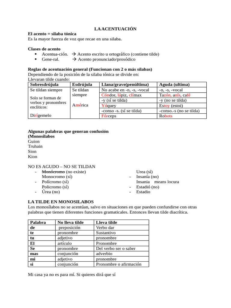 Reglas de Acentuación en Español | PDF | Tipología Lingüística ...