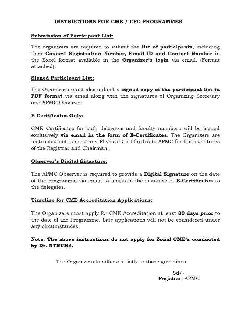 Instructions for CME | PDF