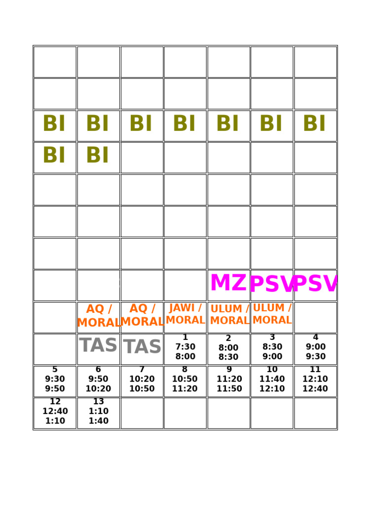 Label Jadual Waktu | PDF