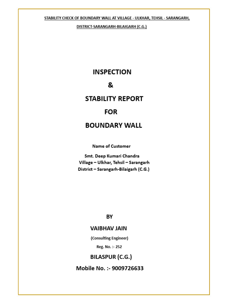 Boundary Wall Stability Report - Ulkhar | PDF